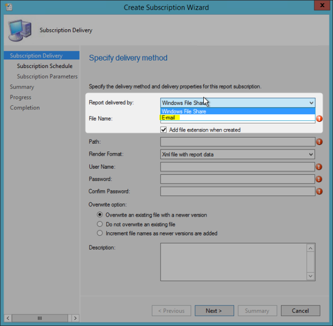 SCCM report subscription ssrs does not list Email in Drop Down Menu ...
