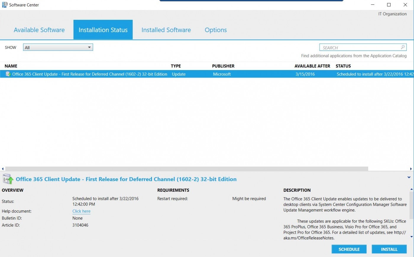Managing Office 365 Updates with SCCM