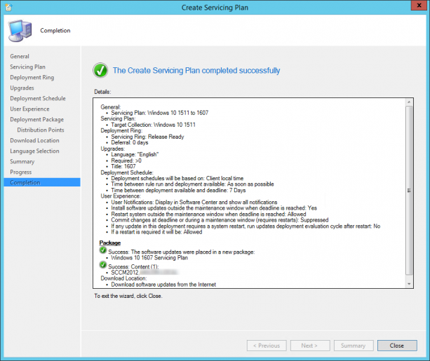 Upgrade Windows 10 using SCCM Servicing Plans