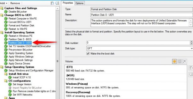 BIOS UEFI Conversion using SCCM Task Sequence