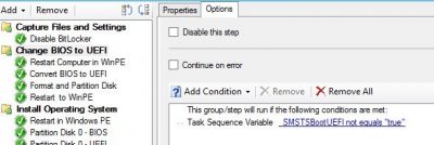 BIOS UEFI Conversion using SCCM Task Sequence