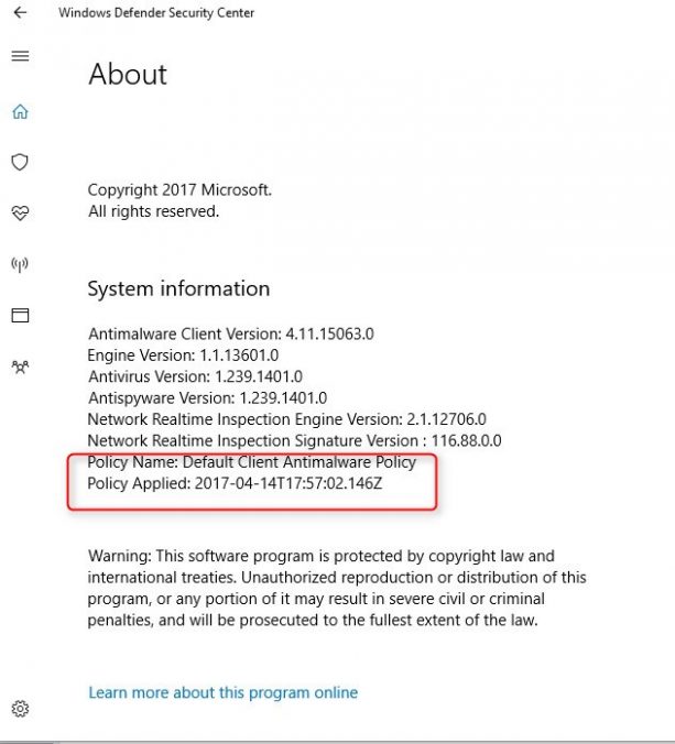 SCCM Endpoint Protection on Windows 10 Creators Update 1703 - System ...