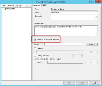 Uninstall Windows Update using SCCM
