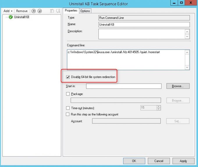 Uninstall Windows Update using SCCM