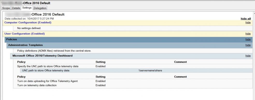 How to setup Telemetry Dashboard for Office 2016