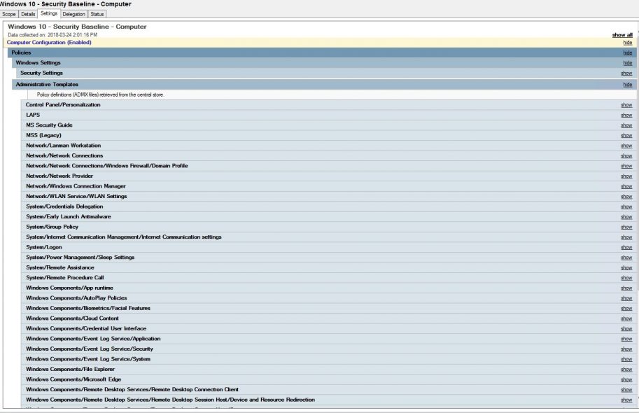 How to use the Windows 10 Security baseline | System Center Dudes