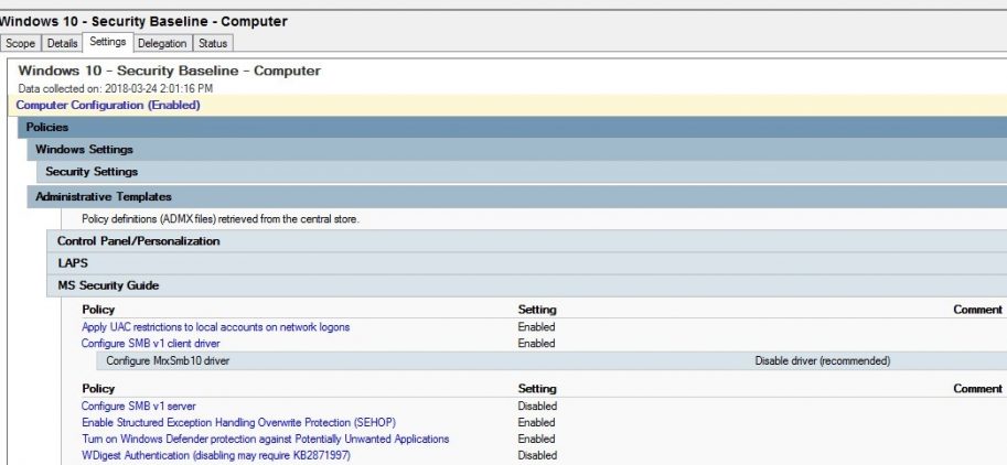 How to use the Windows 10 Security baseline | System Center Dudes