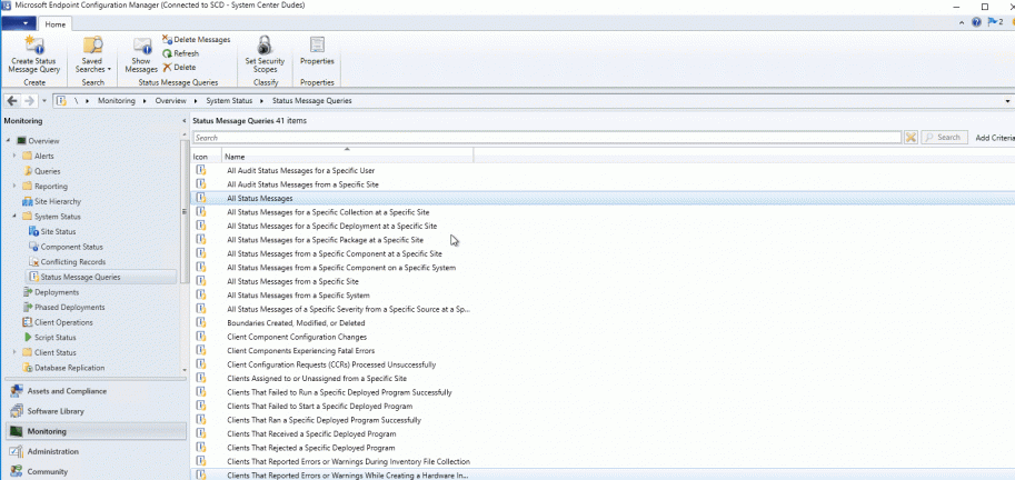 Use SCCM Status Message MessageID to Audit Administrator actions Use SCCM Status Message MessageID to Audit Administrator actions