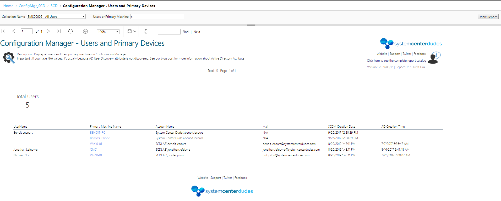How to identify Users and Primary Devices using SCCM Report - System ...