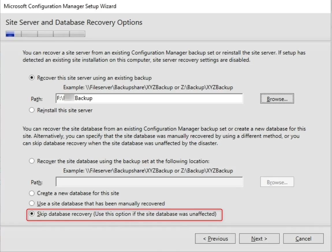 How to perform a SCCM Site Recovery