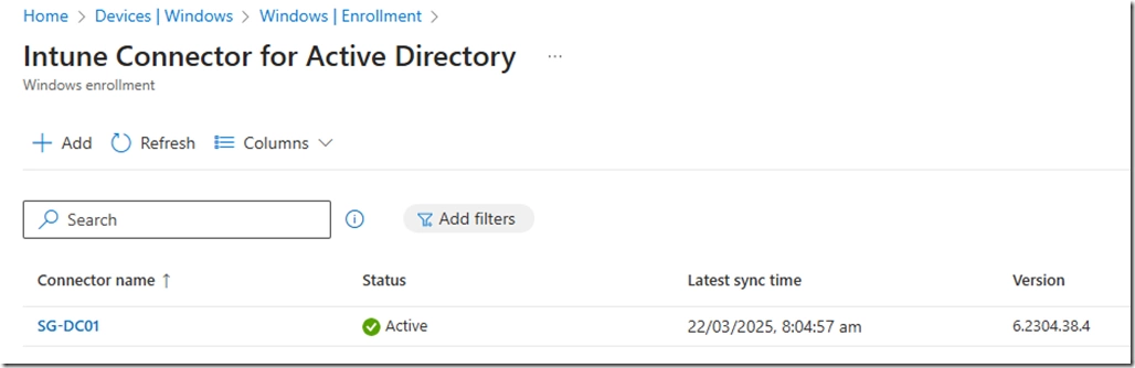 Update Intune Connector to MSA Account