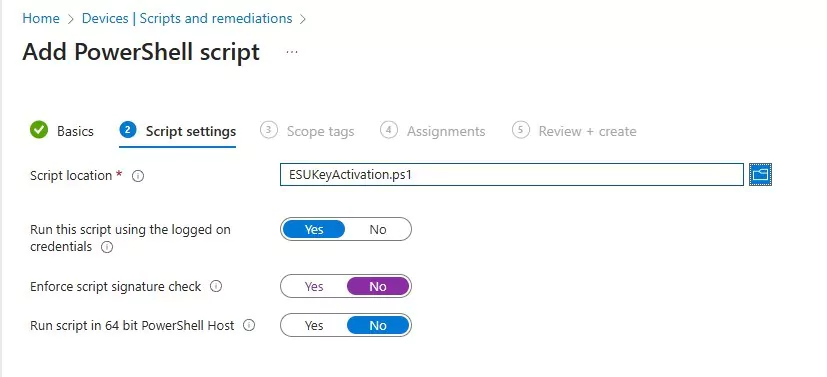 Deploy Windows 10 Extended security update key with Intune